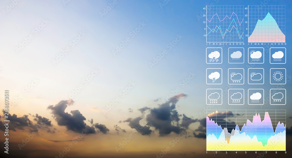Weather forecast symbol data presentation with graph and chart ...