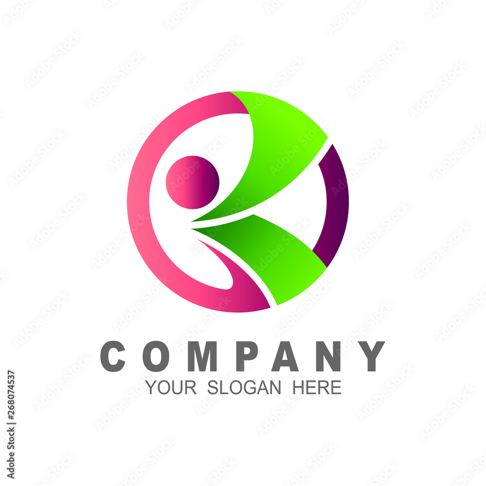 the human logo resembles the letter k and is in a circle Stock Vector ...