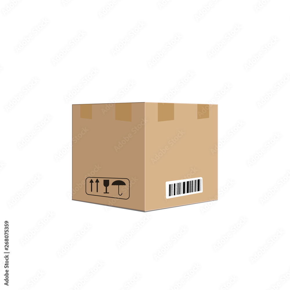 Carton box container vector illustration, cardboard box pack with ...