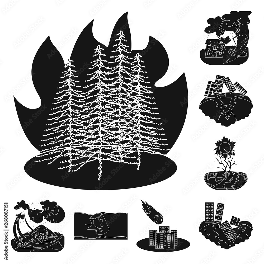 Vector illustration of calamity and crash logo. Set of calamity and ...