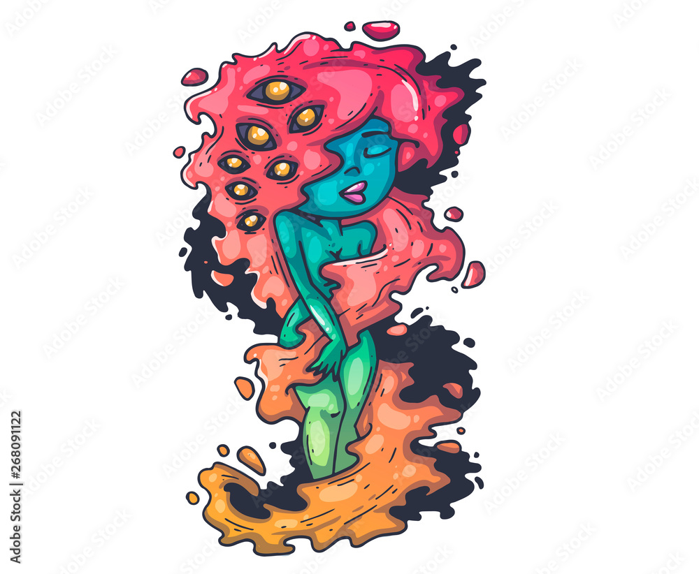 Cartoon illustration for print and web. Character in the modern graphic ...