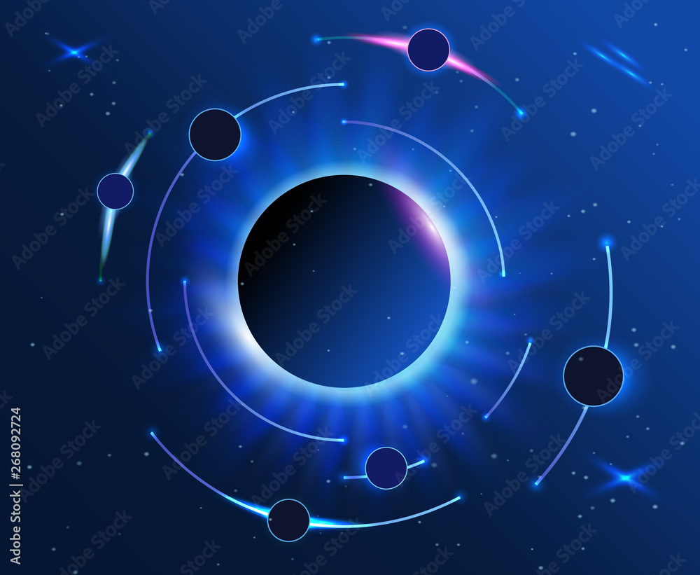 Earth in the space. Stars on the background. Astronomy and science. Use ...