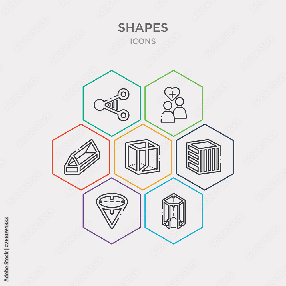 simple set of hexagonal prism, inverted cone, cube, cube geometrical ...