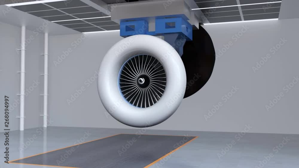 Wireframe rendering of turbojet engine on black background. Digital ...