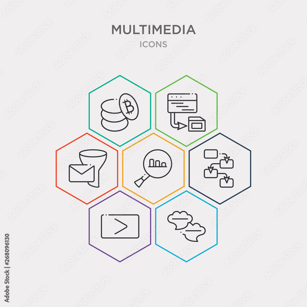 simple set of communication speech bubbles, play buttom, data flow ...