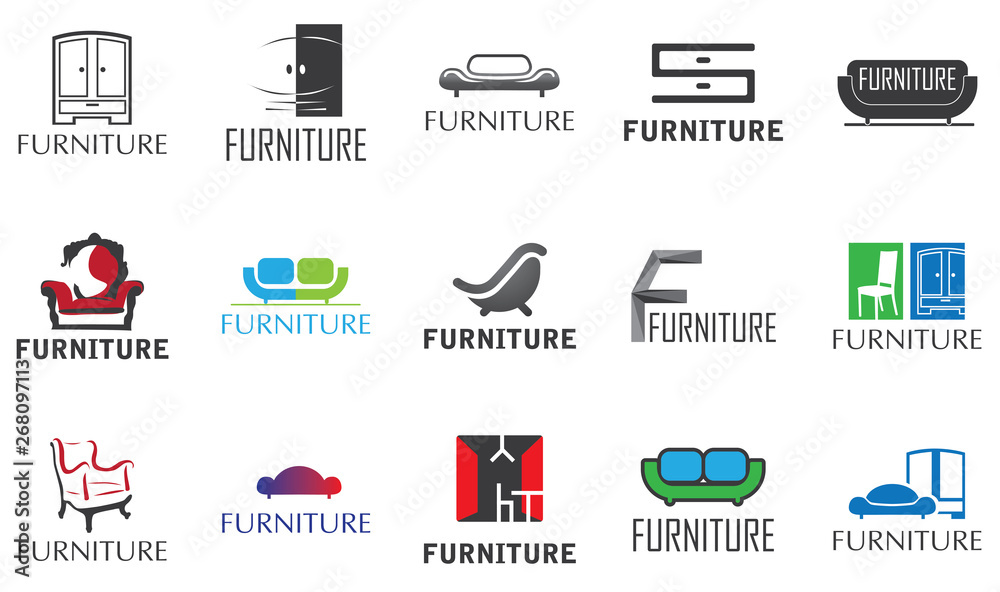 vector set of logos for furniture store Stock Vector | Adobe Stock