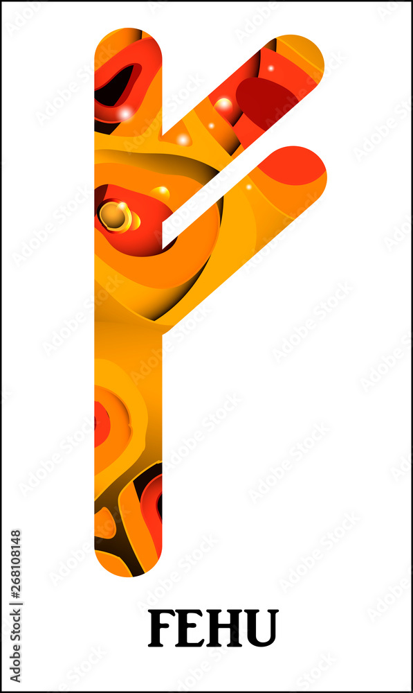 The rune of Possessions Fehu, the ancient scandinavian rune of power ...