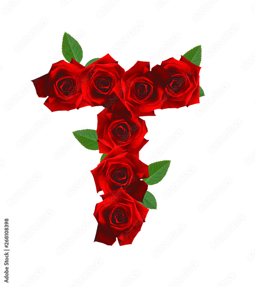 ALPHABETIC ROSE LETTERS, A TO Z , LETTER T, 3D ILLUSTRATION Stock ...