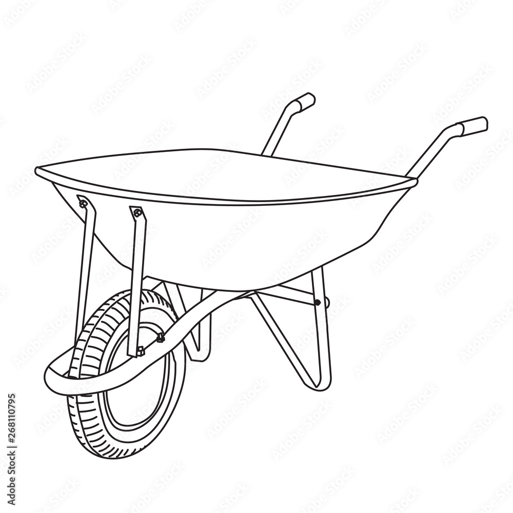 isolated, garden wheelbarrow, sketch, icon Stock Vector | Adobe Stock