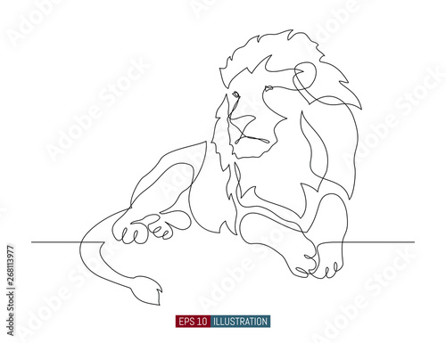 Continuous line drawing of lion. Template for your design works. Vector ...
