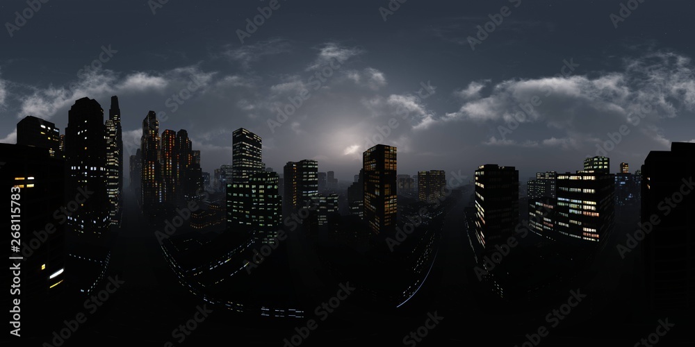 Night city. HDRI . equidistant projection. Spherical panorama. panorama ...