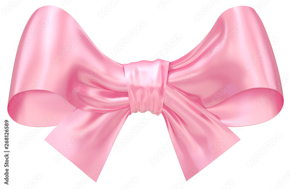 Pink bow (front view). Classic traditional elegant romantic rosy bow ...