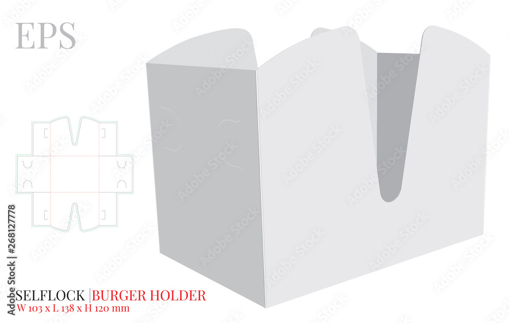 Burger Holder Template, vector with die cut / laser cut layers. Burger ...