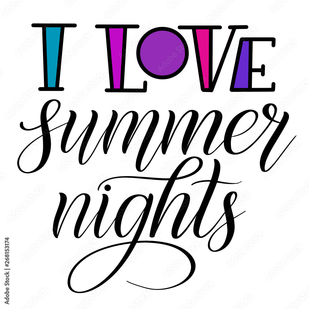 I love summer nights. Fancy design element for cards or print for ...
