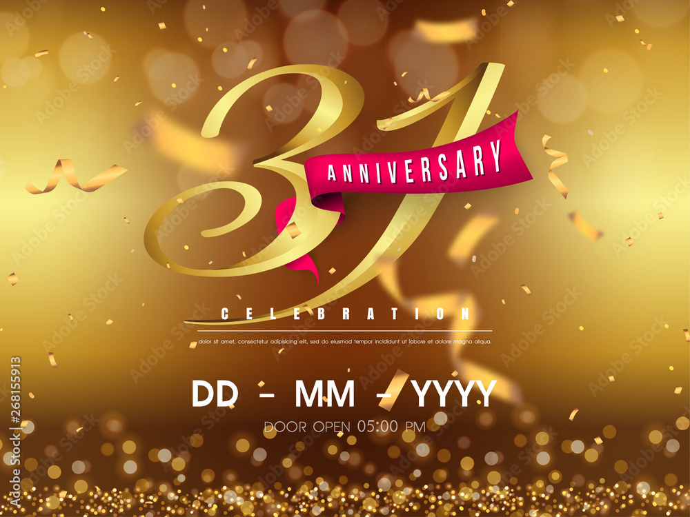 31 years anniversary logo template on gold background. 31th celebrating ...