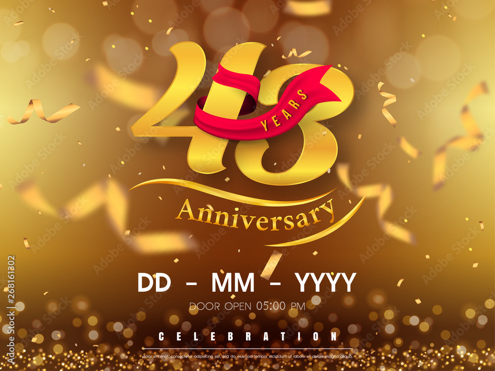 43 years anniversary logo template on gold background. 43rd celebrating ...