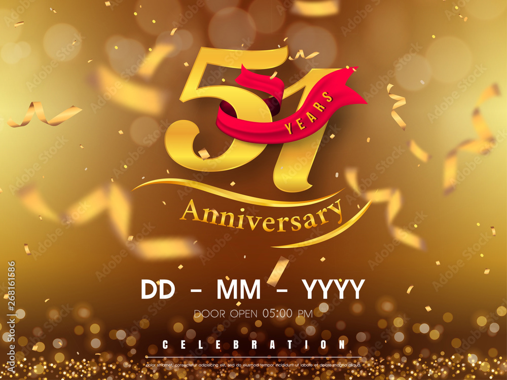 51 years anniversary logo template on gold background. 51st celebrating ...