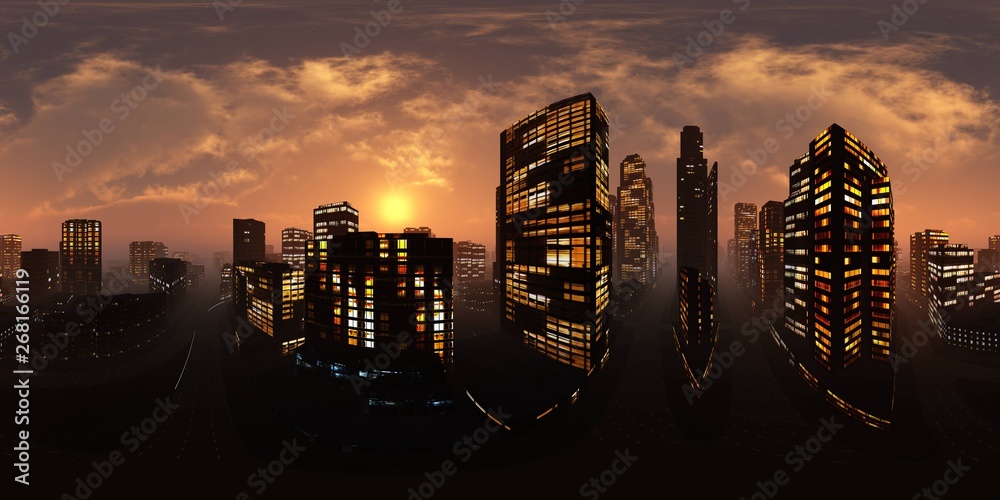 Night city. HDRI . equidistant projection. Spherical panorama. panorama ...
