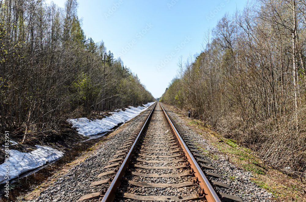 the direction of a single-track railroad for old steam trains or diesel ...