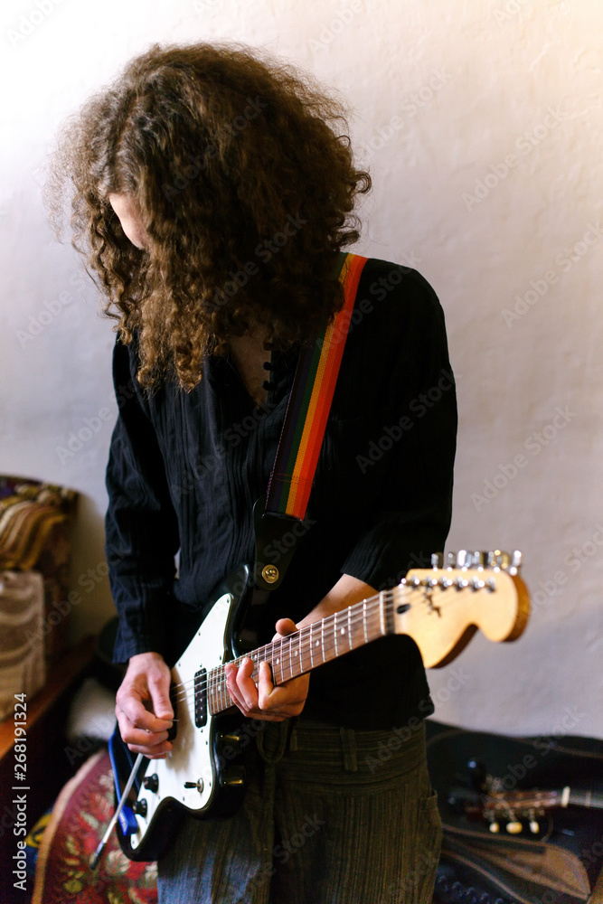 Portrait of guitarist Stock Photo | Adobe Stock