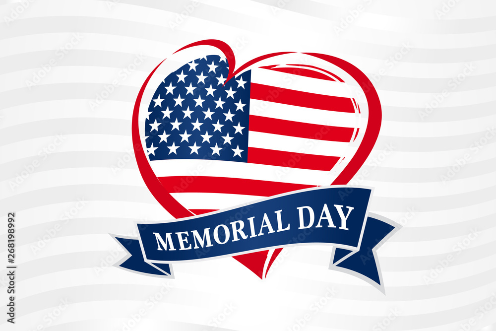 Memorial day USA, heart poster. Remember and honor. Vector illustration ...