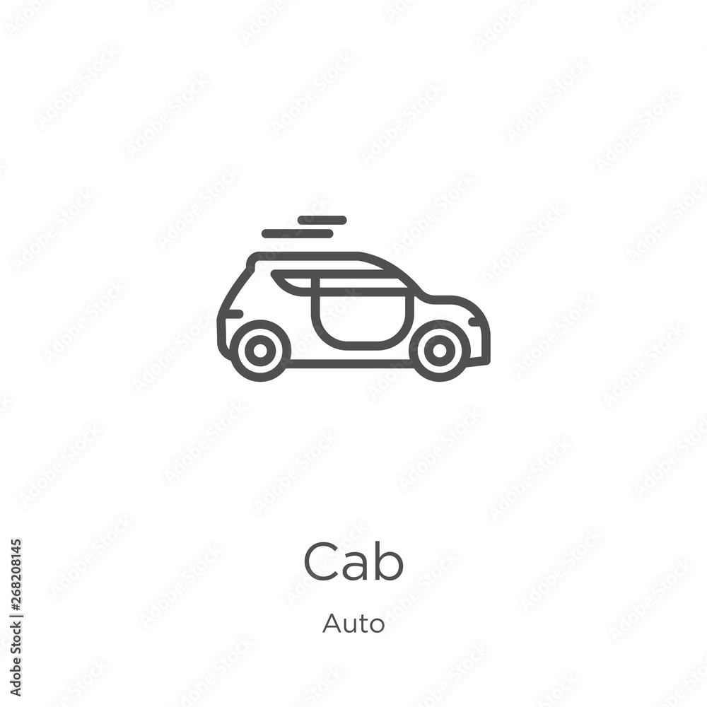 cab icon vector from auto collection. Thin line cab outline icon vector ...