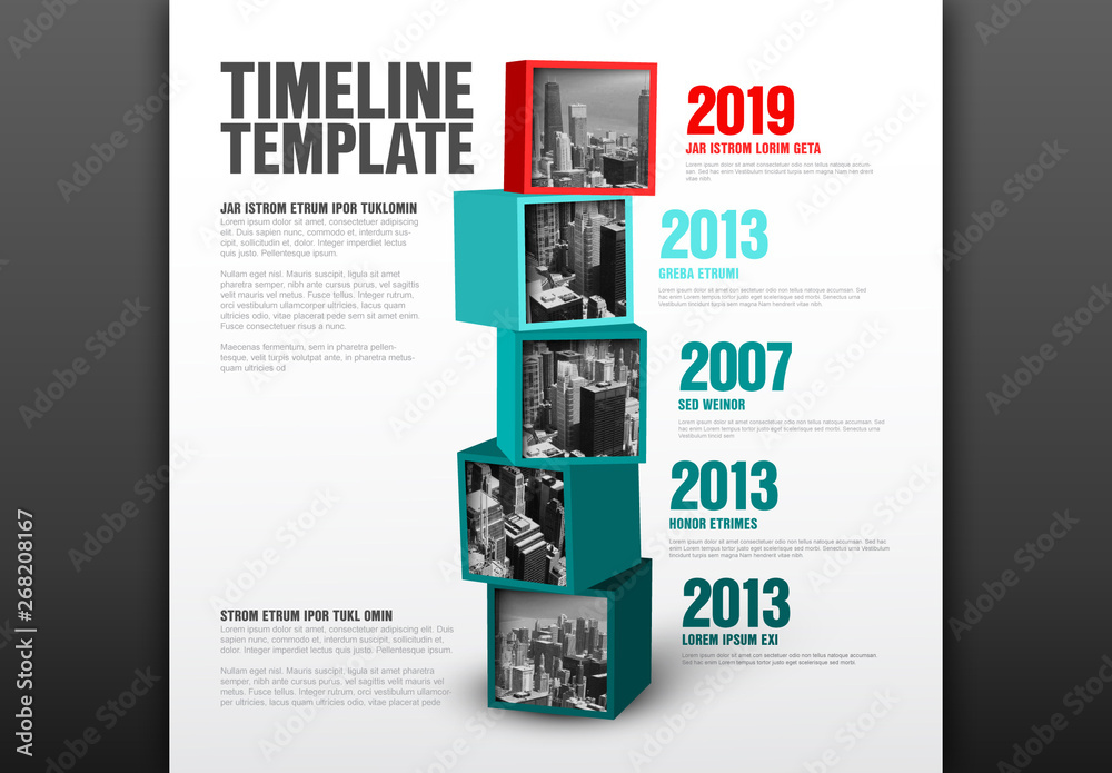 Stacked Cubes Timeline Layout Stock Template | Adobe Stock