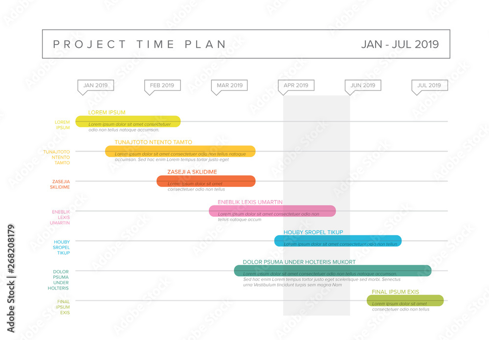 Colorful Gantt Chart Layout Stock Template | Adobe Stock