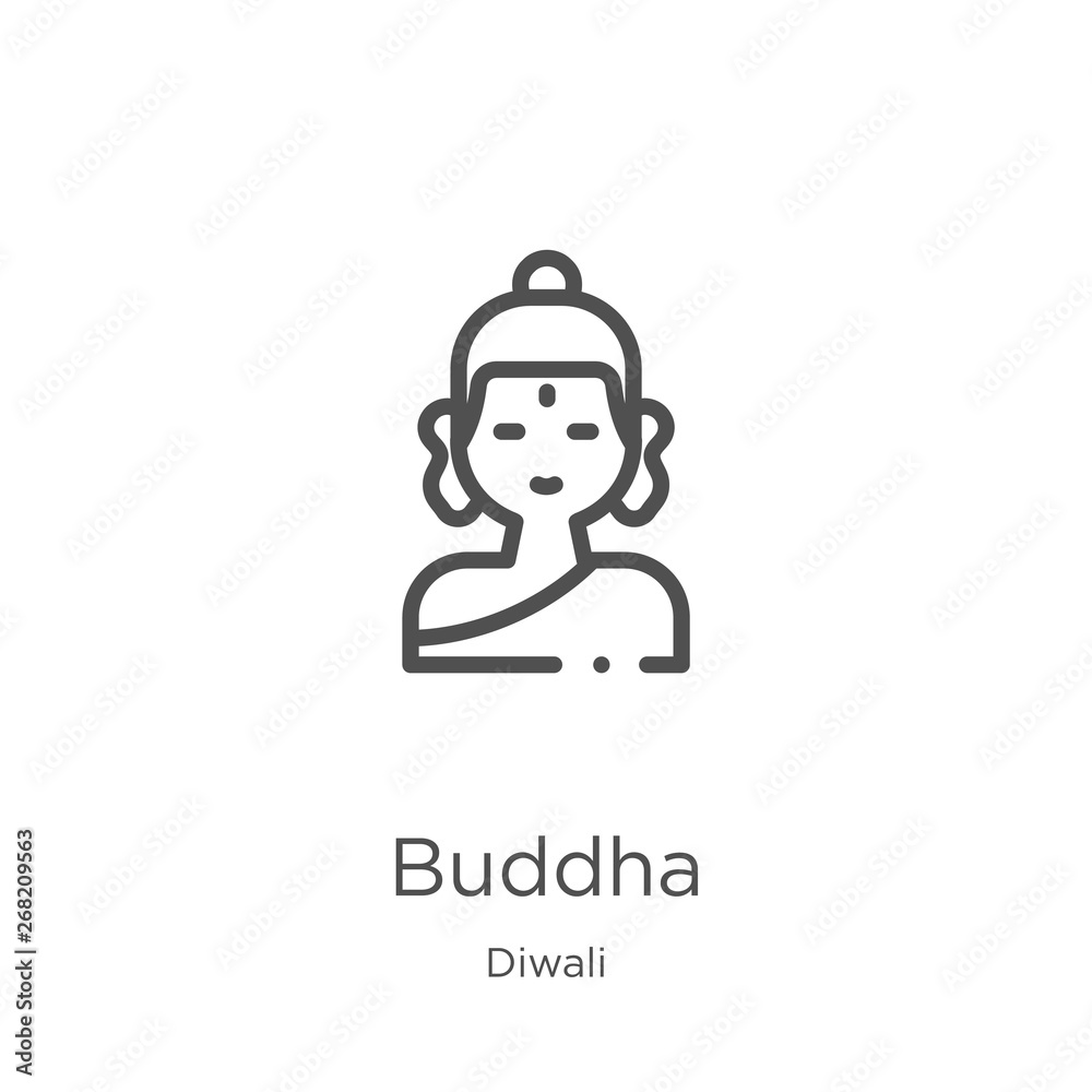 buddha icon vector from diwali collection. Thin line buddha outline ...
