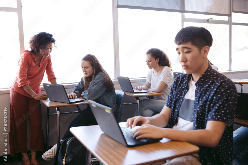 Highschool students during class Stock Photo | Adobe Stock