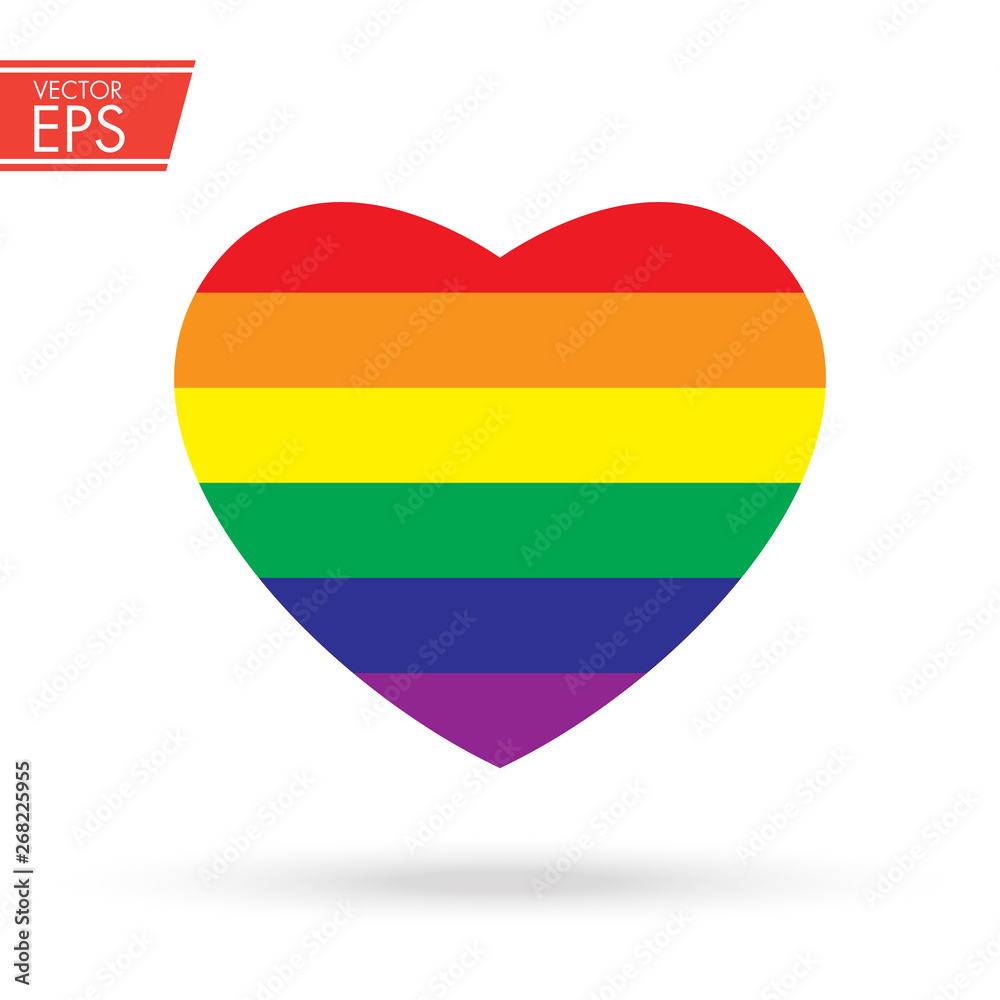Rainbow Heart Icon Lgbt Symbol Homosexual Love Emblem Gay Sign