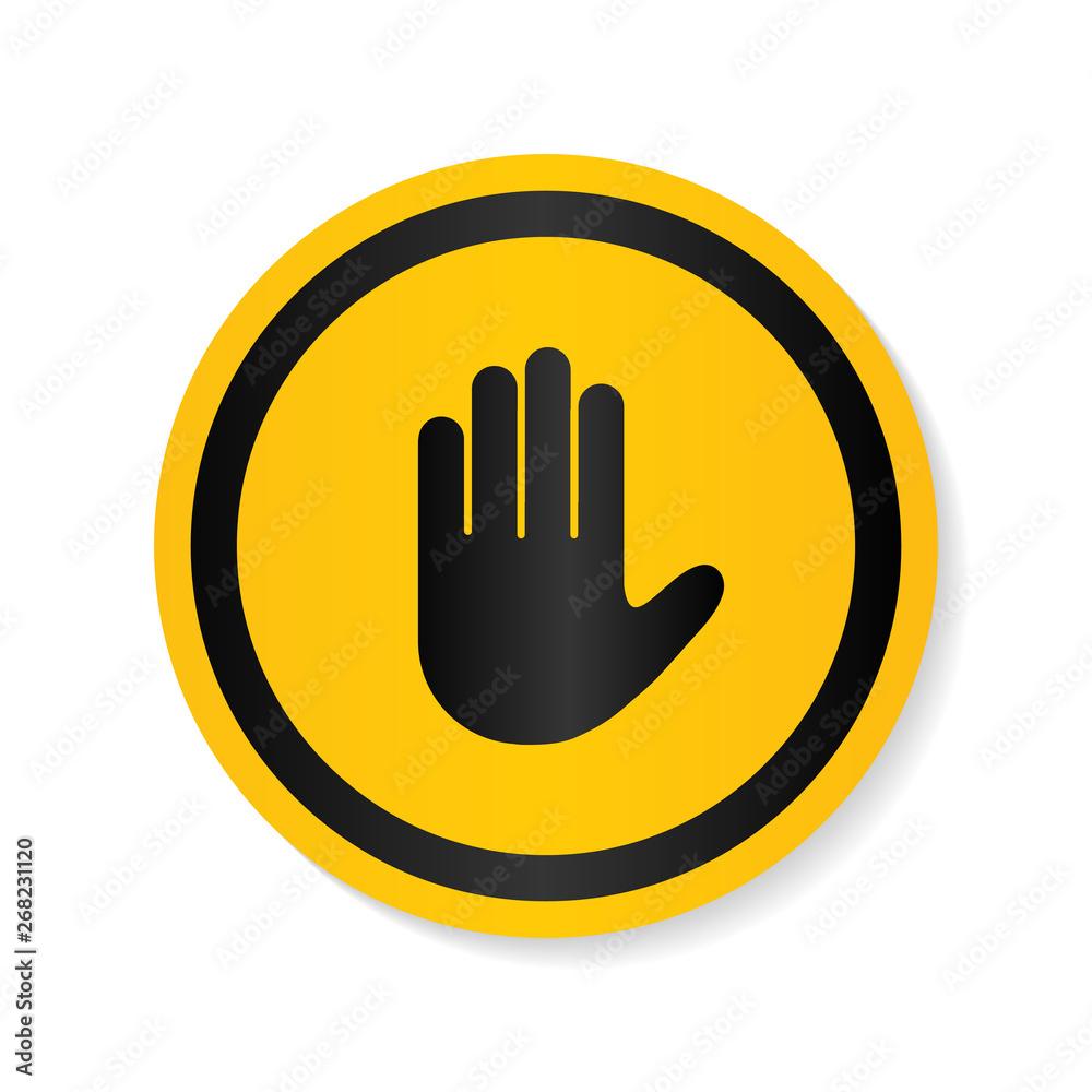 Stop sign push hand. Do not enter stop symbol with hand. Silhouette of ... Stop sign push hand. Do not enter stop symbol with hand. Silhouette of ...