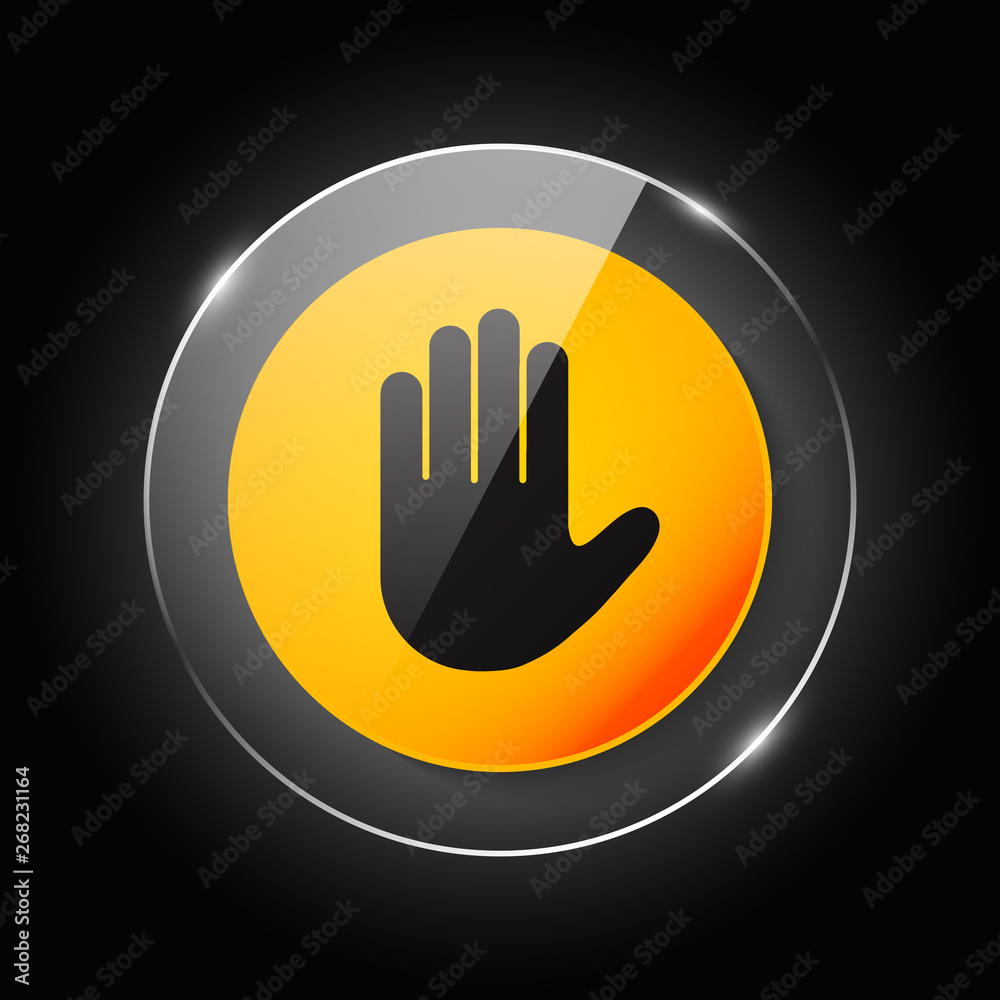 Stop sign push hand. Do not enter stop symbol with hand. Silhouette of ... Stop sign push hand. Do not enter stop symbol with hand. Silhouette of ...