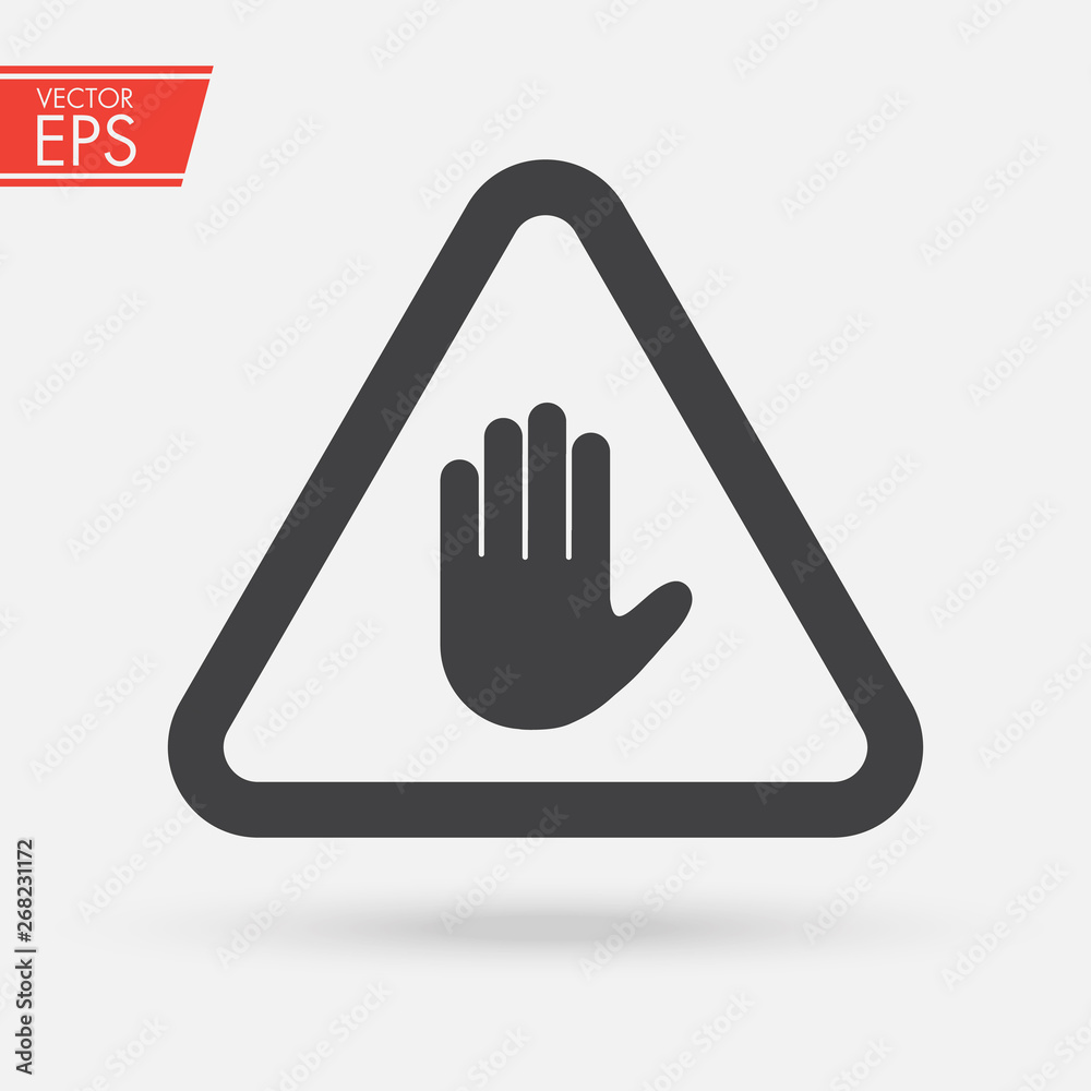 Stop sign push hand. Do not enter stop symbol with hand. Silhouette of ... Stop sign push hand. Do not enter stop symbol with hand. Silhouette of ...