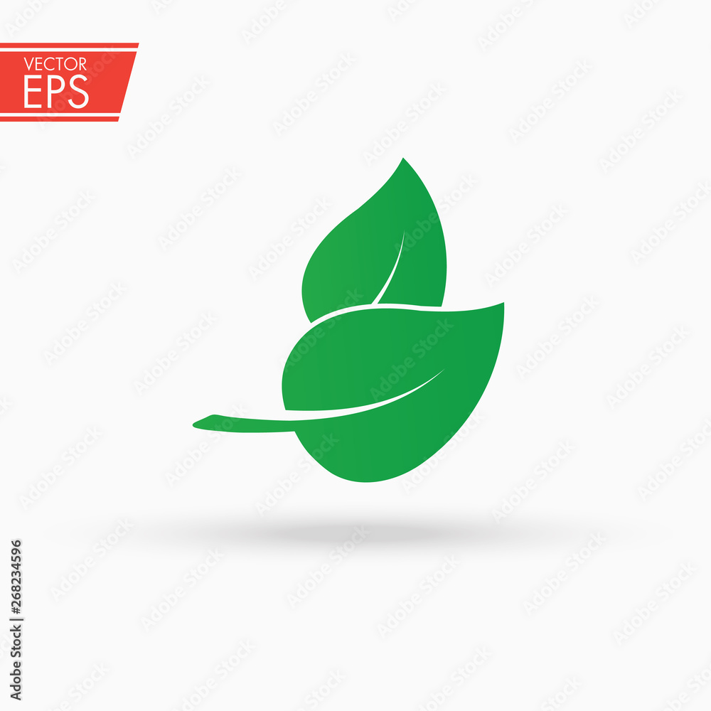 Nature plant leaf icon. Green organic symbol. Ecology bio product sign ...
