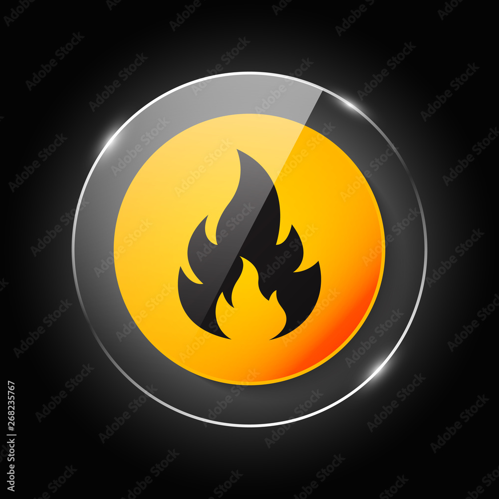 Fire Warning Dangerous flame attention icon icon. Flammable danger ...