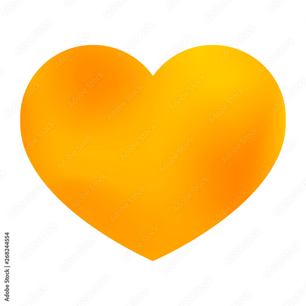 Yellow heart on a white isolated background. Vector illustration. Stock ...