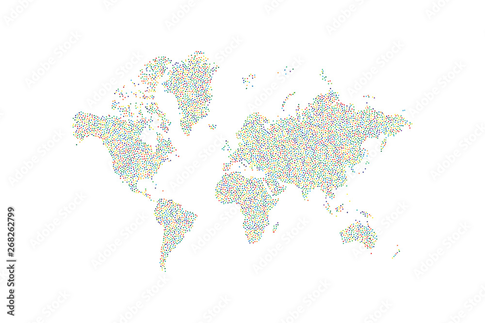 Abstract World Map with lots of color spots. Flat vector illustration ...