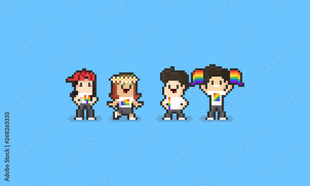 Pixel pride day cartoon character set.8bit.LGBT. Stock Vector | Adobe Stock