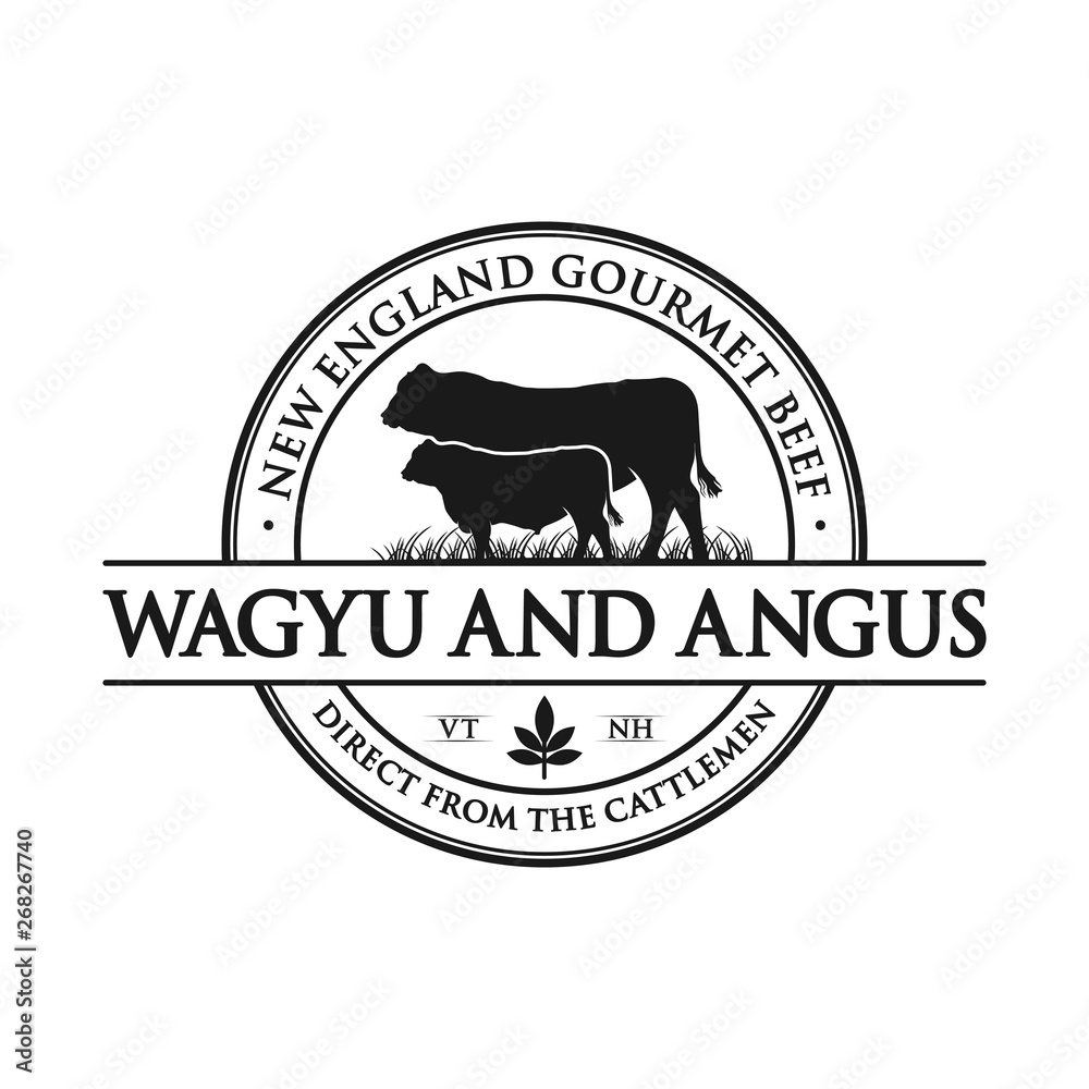 vintage angus cattle logo vector de Stock | Adobe Stock