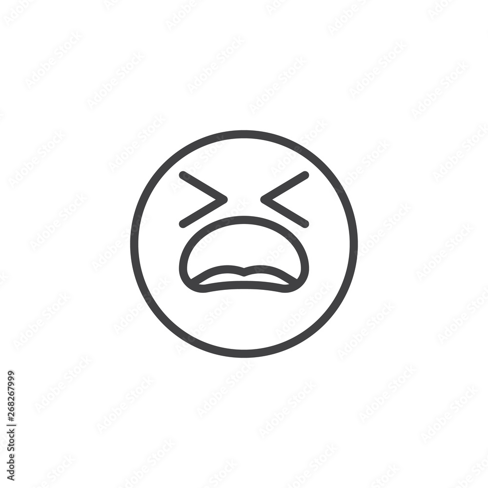 Suffering Face emoji line icon. linear style sign for mobile concept ...