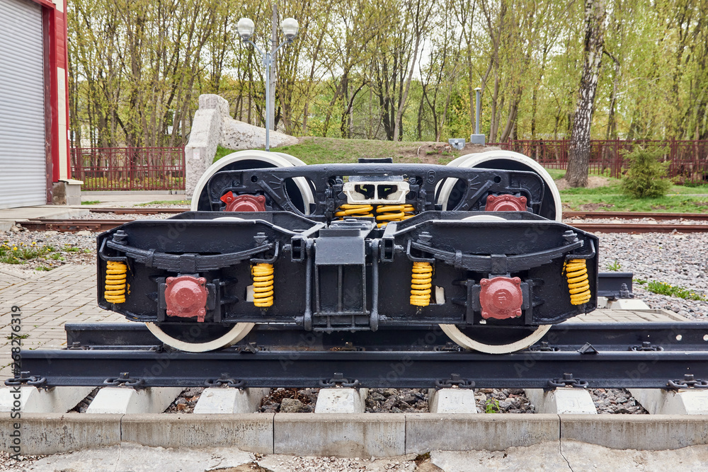 Railway wheels narrow gauge railway and ordinary railway. Freight cargo ...