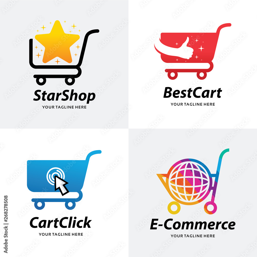 Collection of Cart Shop Logo Template Design Template Stock Vector ...