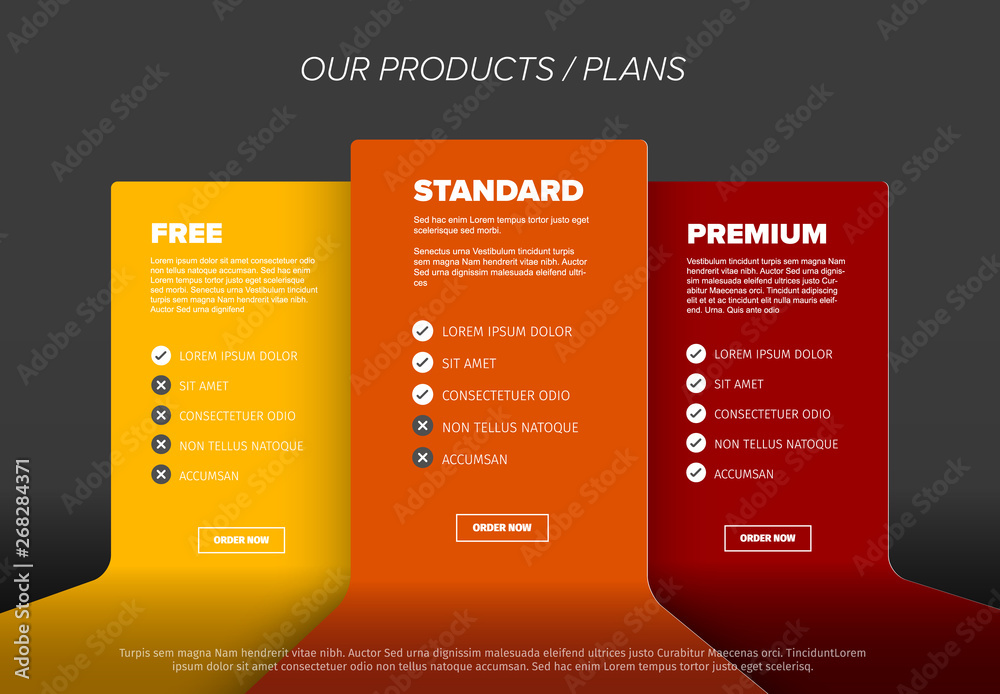 Product cards features schema template Stock Vector | Adobe Stock