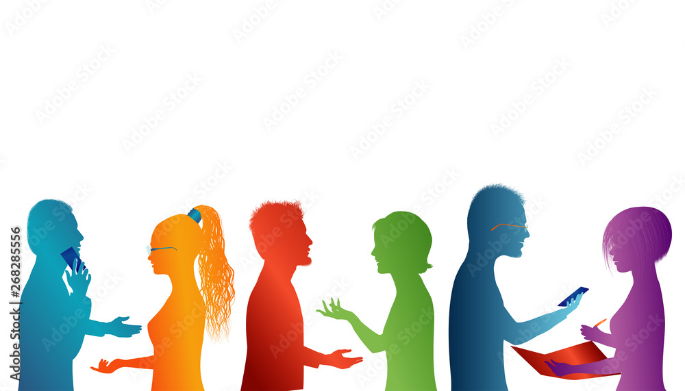 Communication between a group of people talking. Concept teamwork ...