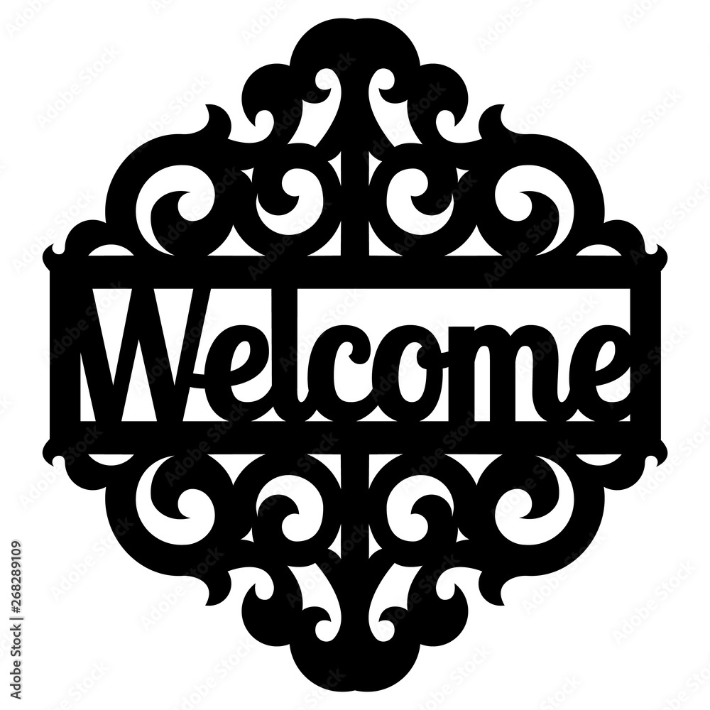 Welcome sign for laser cutting Stock Illustration | Adobe Stock