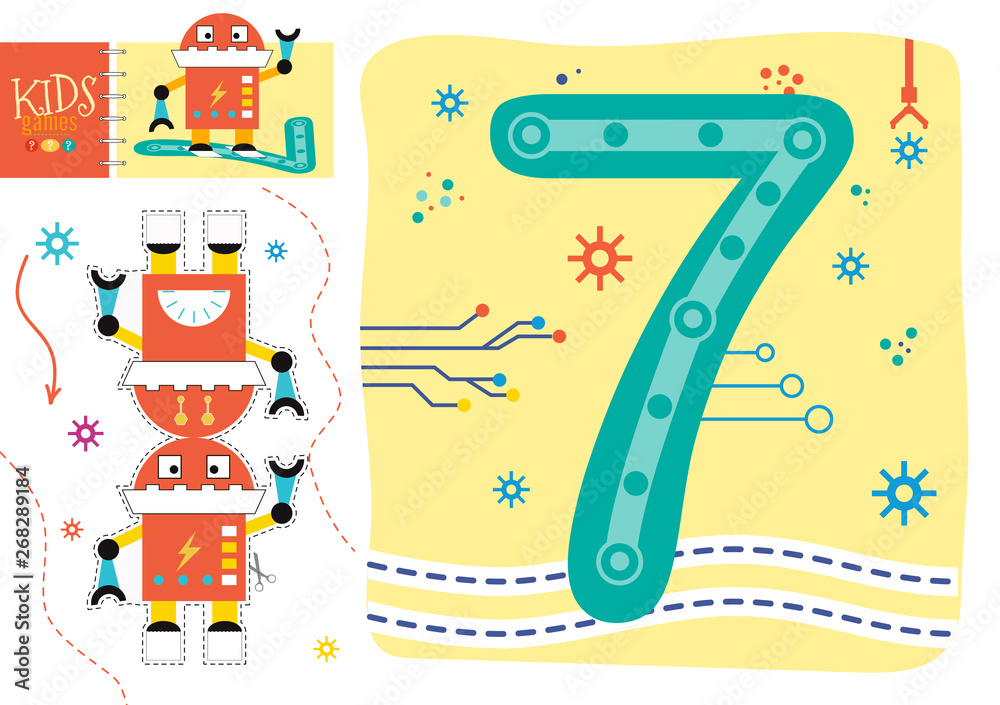 Learn how to write number 7 for preschool kids vector illustration ...