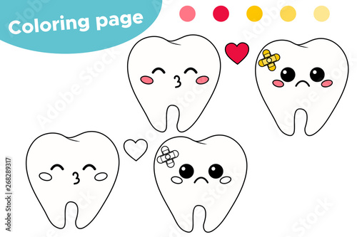 Sad Tooth Coloring Page
