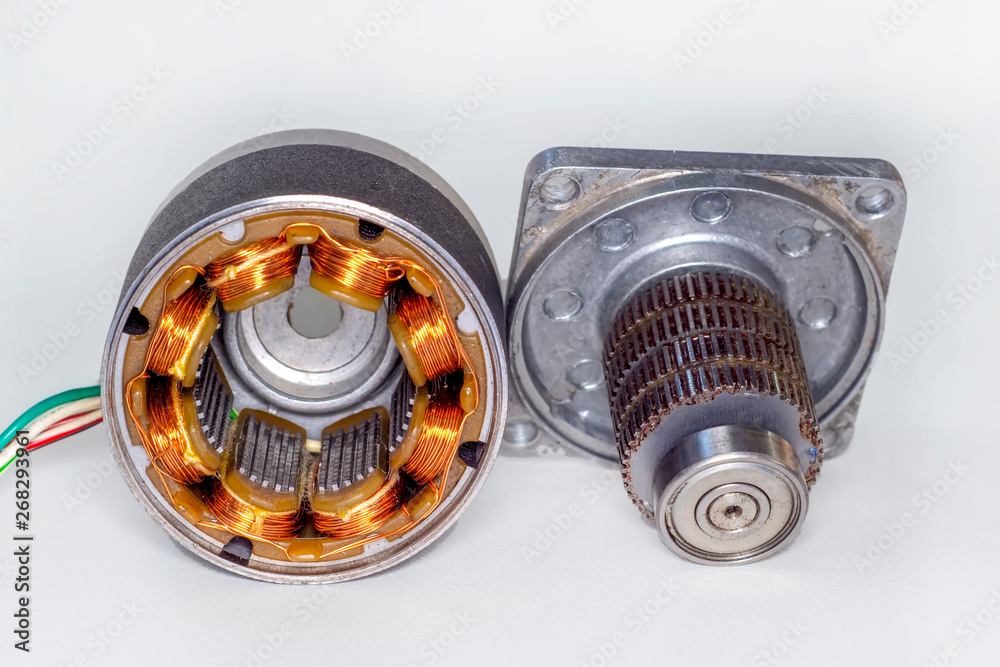 Stepper motor, disassembled, with the rotor set aside Stepper motor ...