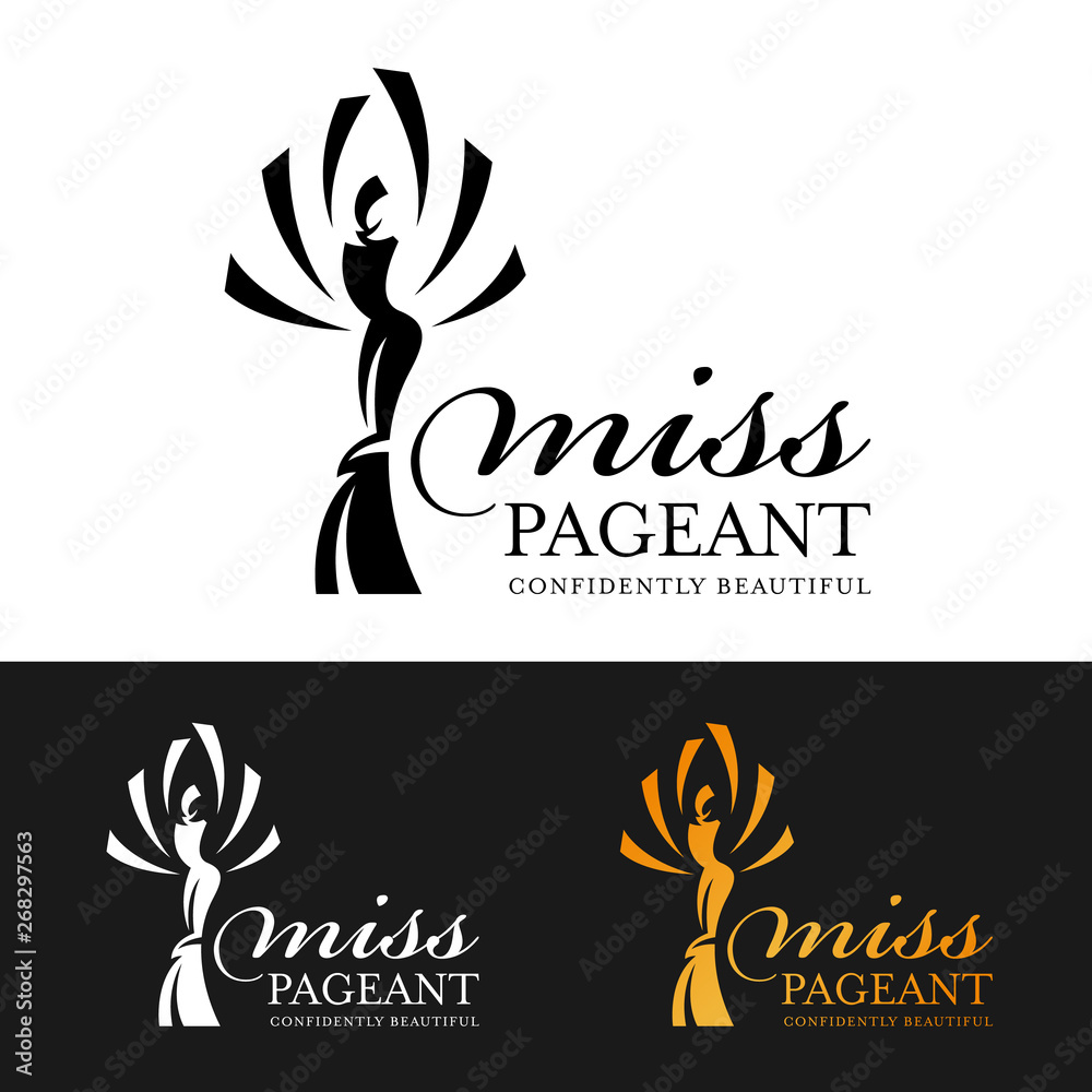 Vecteur Stock miss pageant logo sign with woman queen abstract modern ...